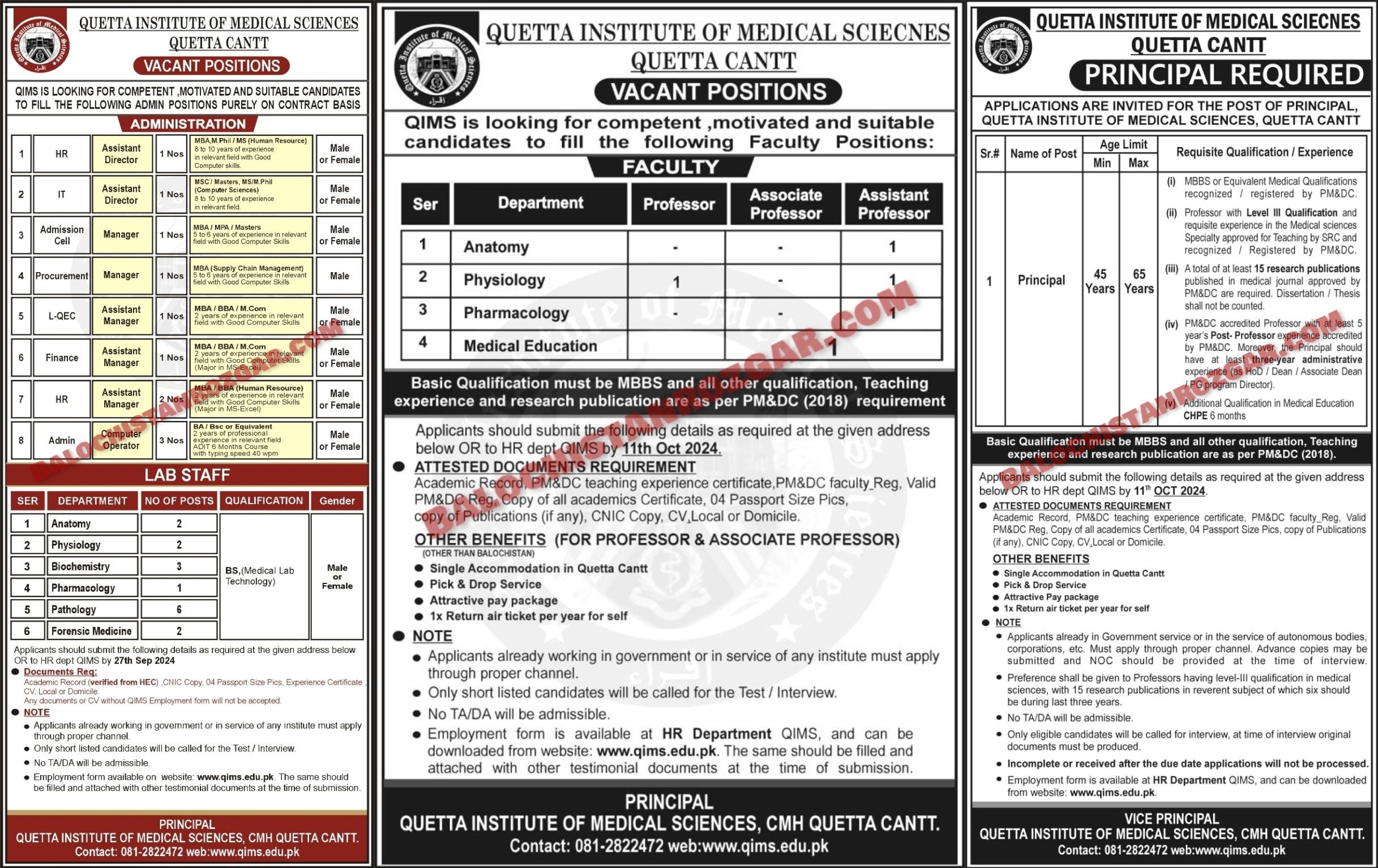 Quetta Institute Of Medical Sciences QIMS Jobs 2024 - Balochistan Rozgar