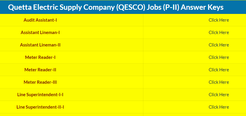 CTSP QESCO Answer Keys 2024 - Balochistan Rozgar